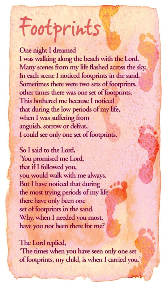 Footprints Prayer Cards (pack of 20) – Re-vived