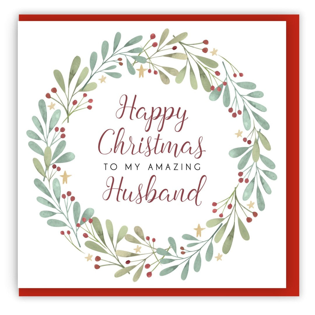 Happy Christmas To My Amazing Husband Single Christmas Card – Re-vived