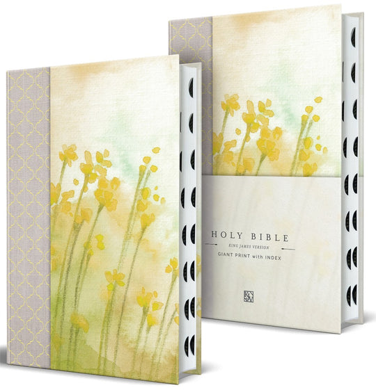 KJV Holy Bible, Yellow with Flowers, Giant Print, Indexed – Re-vived