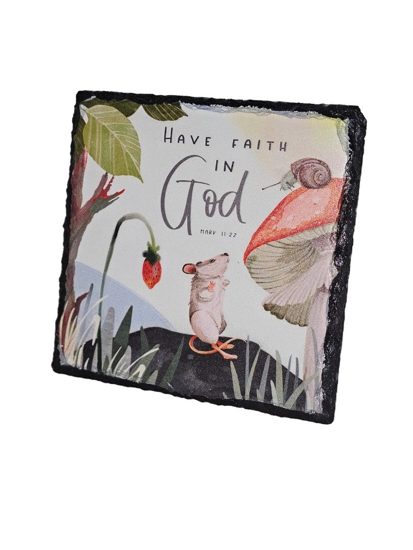 Bible Slate - Have Faith In God Snail And Mouse – Re-vived